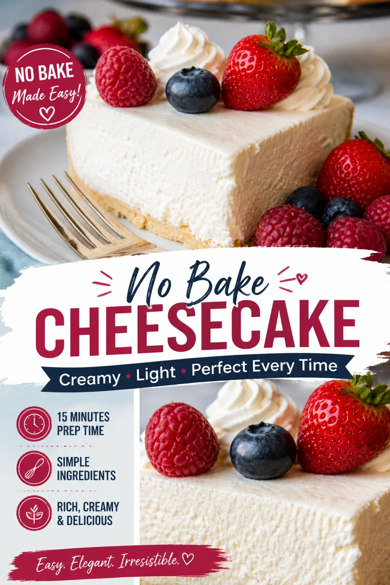 Easy Cheesecake — No Bake Almond Crust